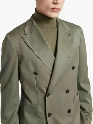 Peserico Double-breasted Patch-pocket Jacket - Green