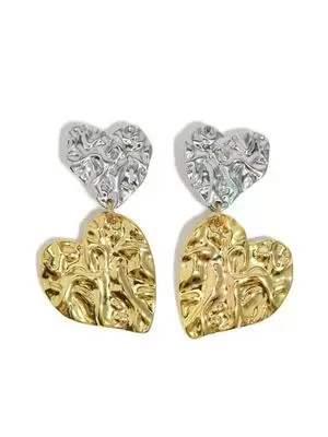 Bimba Y Lola Textured Heart Drop Earrings - Yellow