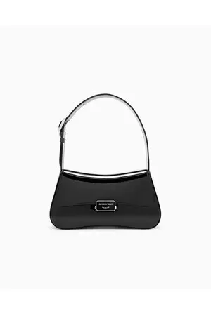 Emporio Armani Patent-effect Shoulder Bag - Black