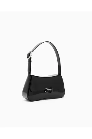 Emporio Armani Patent-effect Shoulder Bag - Black