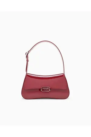 Emporio Armani Patent-Effect Shoulder Bag Red