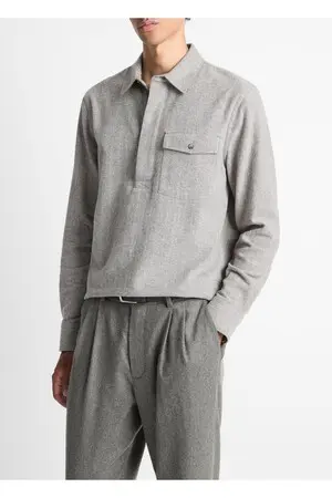 Vince Herringbone Cotton Popover Shirt