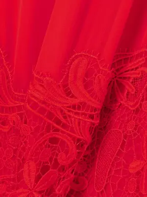 FERRAGAMO Satin- And Lace-paneled Silk-chiffon Midi Dress - Red