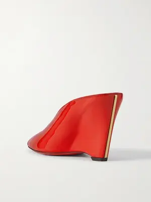 FERRAGAMO Alicia Patent-leather Wedge Mules - Red