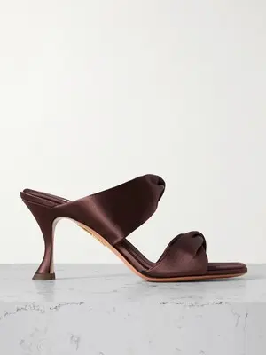 AQUAZZURA Twist 75mm Satin Sandals - Brown