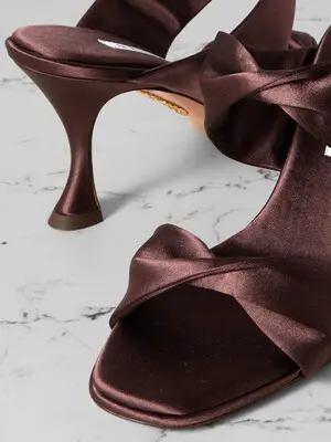 AQUAZZURA Twist 75mm Satin Sandals - Brown