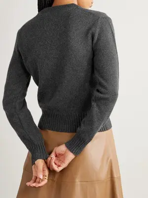 AMI Paris Embroidered Cashmere And Wool-blend Cardigan - Gray
