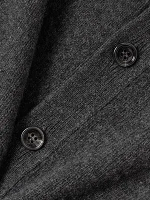 AMI Paris Embroidered Cashmere And Wool-blend Cardigan - Gray