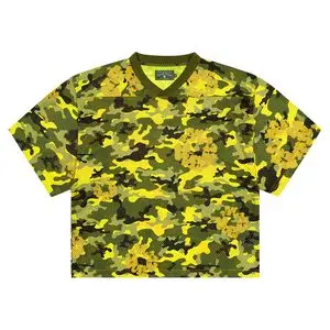 DENIM TEARS Camo Cotton Wreath Mesh Football Top - Yellow