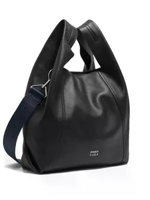 Bimba Y Lola Medium Leather Tote Bag - Black