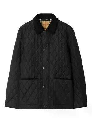 Burberry Quilted Barn Jacket With Checked Lining - Black