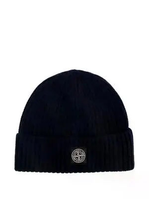 Stone Island Logo-patch Beanie - Blue