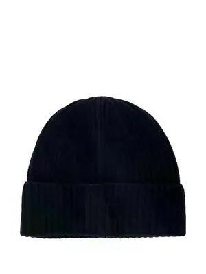 Stone Island Rib Knit Beanie With Logo Patch - Blue