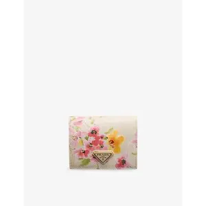 Prada Floral-print Leather Wallet - Neutral