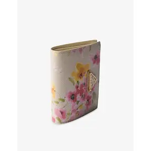 Prada Floral-print Leather Wallet - Neutral