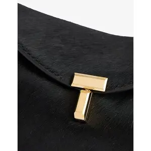 TOTEME T-lock Pony Hair Leather Clutch - Black