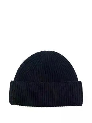 Maison Kitsuné Logo-embroidered Ribbed Beanie - Blue
