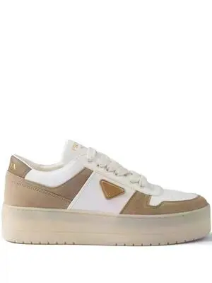 Prada Downtown Bold Leather Sneakers - White
