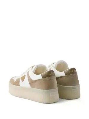 Prada Downtown Bold Leather Sneakers - White