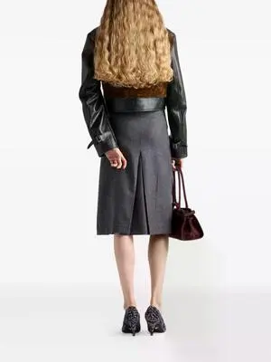 Prada Flannel Pleated Midi Skirt