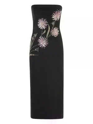 Staud Embroidered Strapless Midi Dress