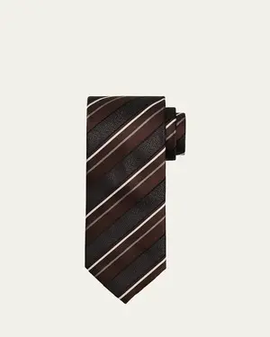 Brioni Regimental Stripe Silk And Cotton Tie - Brwgry