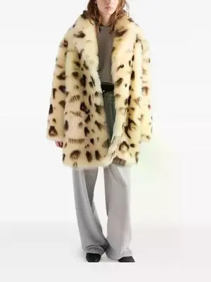 Prada Leopard-print Shearling Coat - Neutrals