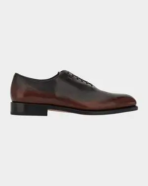 FERRAGAMO Angiolo Tramezza Degrade Leather Oxfords - Black/brown