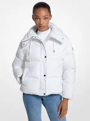 Michael Kors Signature Logo Quilted Puffer Jacket - White