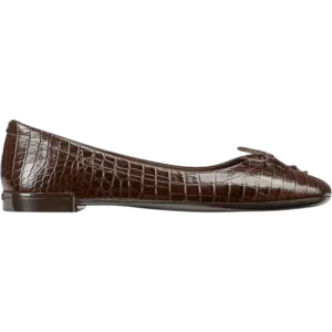 JIMMY CHOO Scarlett Croc Embossed Ballerina Flats - Brown