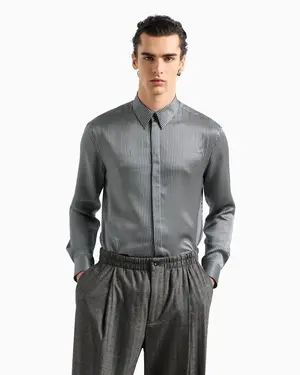 Giorgio Armani Shirt In Printed Silk Satin
