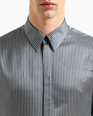 Giorgio Armani Shirt In Printed Silk Satin