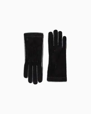 Giorgio Armani Lambskin Suede Gloves - Black