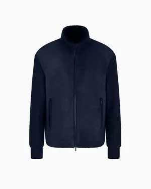 Giorgio Armani Lamb Shearling Suede And Virgin Wool Blouson - Blue