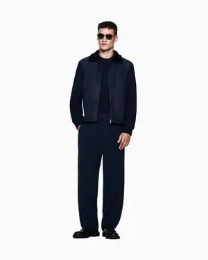 Giorgio Armani Lamb Shearling Suede And Virgin Wool Blouson - Blue