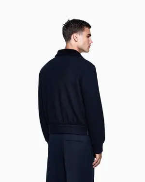 Giorgio Armani Lamb Shearling Suede And Virgin Wool Blouson - Blue