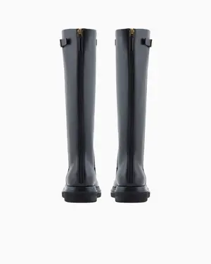 Giorgio Armani Smooth Leather High Boots - Black