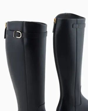 Giorgio Armani Smooth Leather High Boots - Black