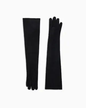 Giorgio Armani Long Suede Gloves - Black