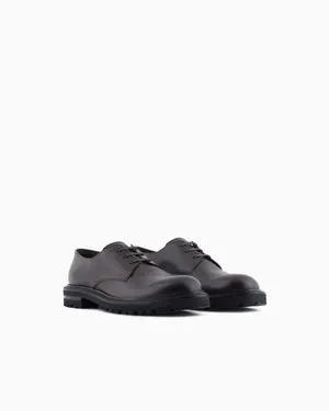 Giorgio Armani Nappa Calfskin Derby Shoes - Brown