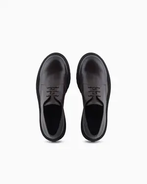 Giorgio Armani Nappa Calfskin Derby Shoes - Brown