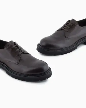Giorgio Armani Nappa Calfskin Derby Shoes - Brown