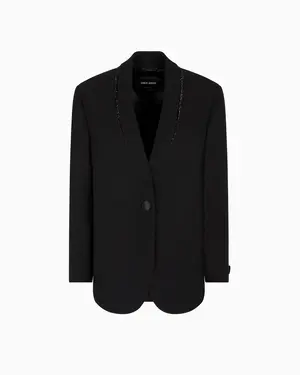 Giorgio Armani Silk Single-breasted Jacket With Rhinestone Embroidery