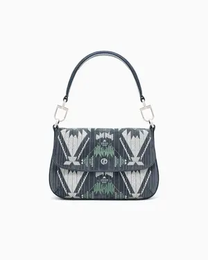 Giorgio Armani Small La Prima Soft Embroidered Suede Bag