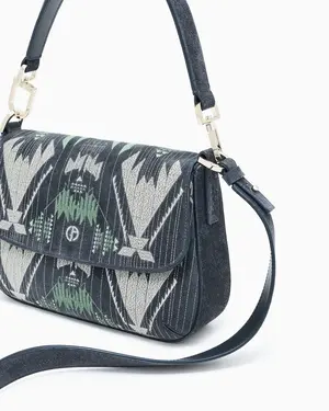Giorgio Armani Small La Prima Soft Embroidered Suede Bag