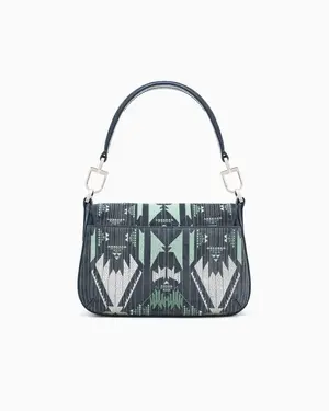 Giorgio Armani Small La Prima Soft Embroidered Suede Bag