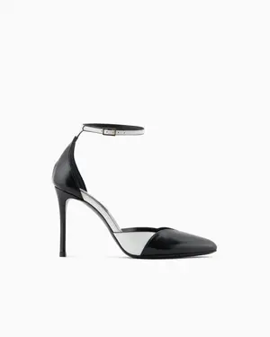 Giorgio Armani Brushed Leather Court Shoes With Strap - Two_tone