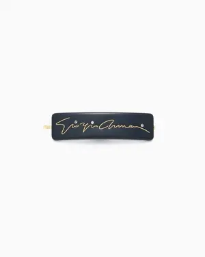 Giorgio Armani Hair Clip With Signature Logo - Black