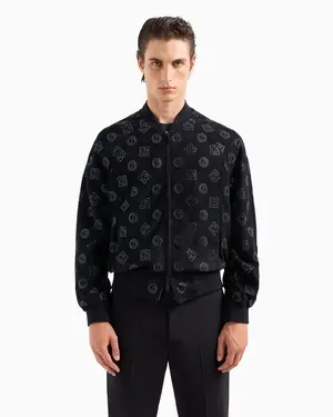 Giorgio Armani Suede Blouson With Rhinestone Monogram