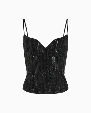 Giorgio Armani Bustier Top With Pinstripe Embroidery